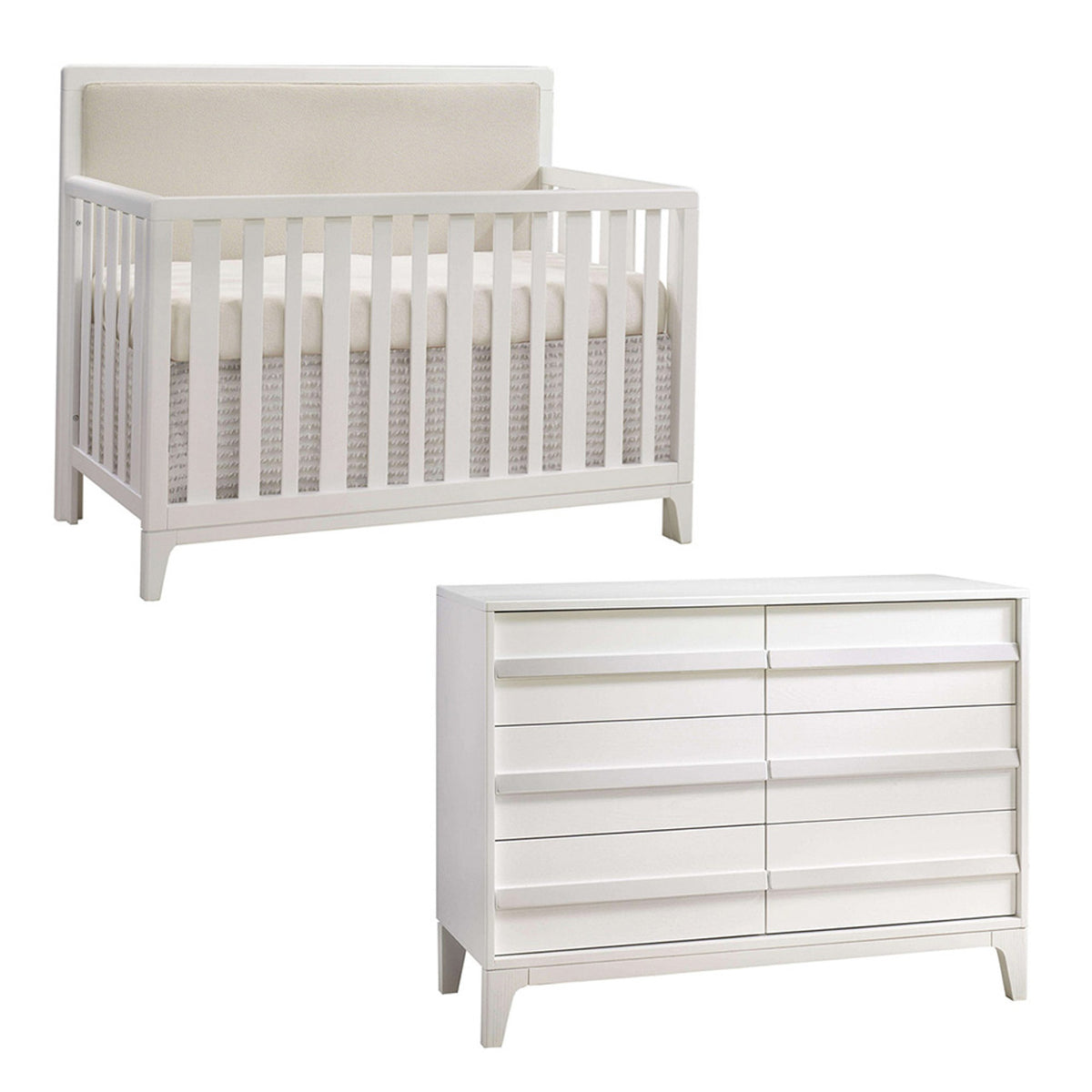 Natart Kyoto 2 Piece Nursery Set - Convertible Linen Talc Panel Crib a ...